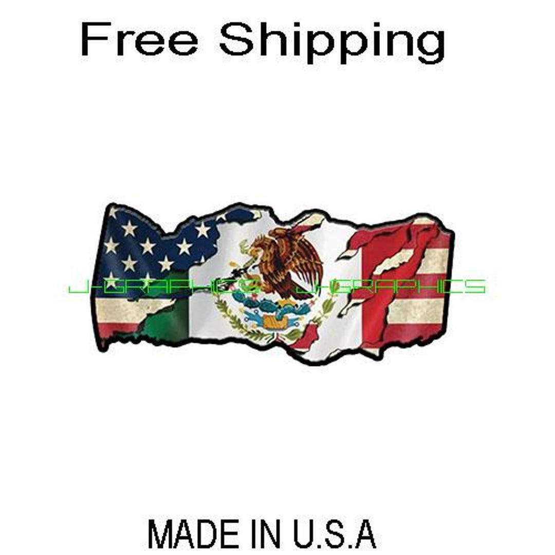 USA American Mexico Mexican Pride Country Flag Decal Sticker Tattered #B - Etsy