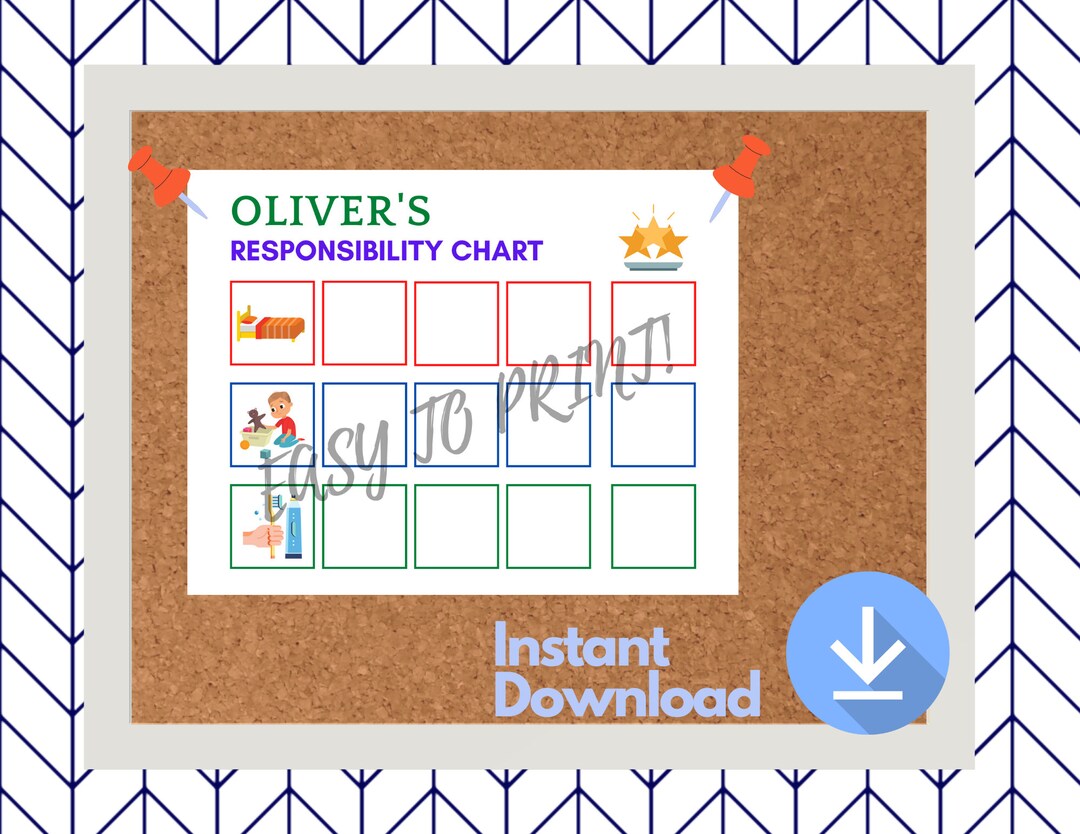 Easy to Print Responsibility Chart. Editable Printable - Etsy