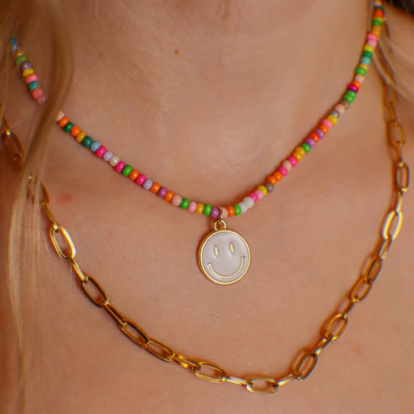 Smiley Face Necklace - Etsy