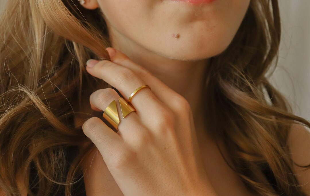 Trendy Modern Wrap Wide Ring,cool Chunky Large Gold Rings,high Quality ...