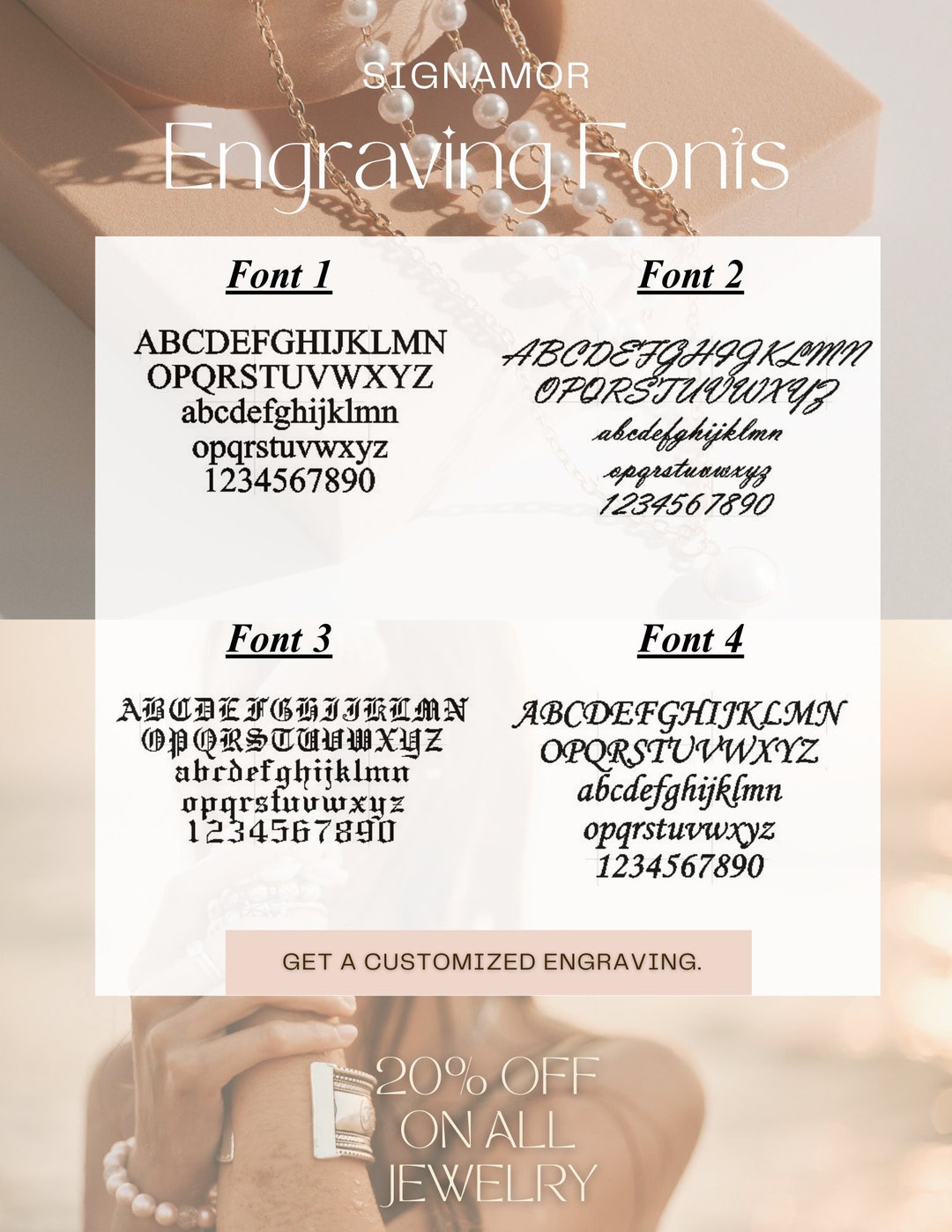 Signamor Jewelry Engraving Fonts and Symbols, Charms Pendants, and ...