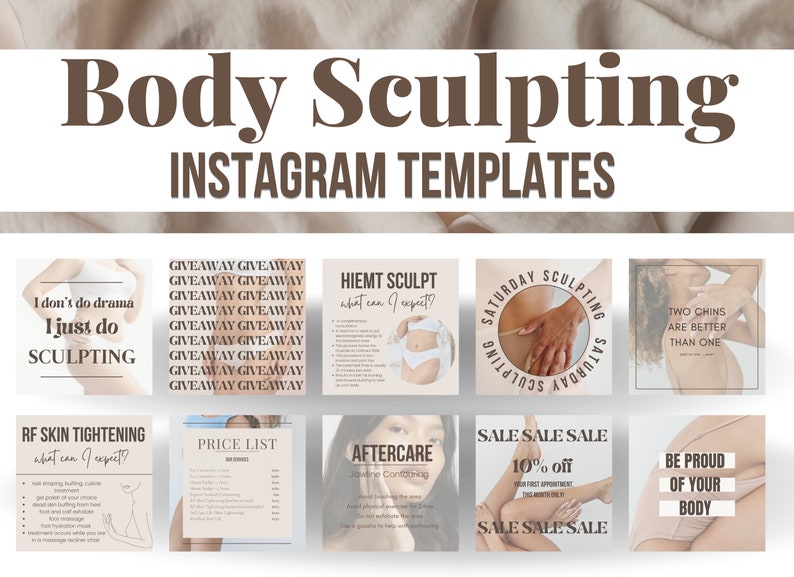 100 Neutral Body Sculpting Instagram Templates | Hiemt Sculpt | Fat ...