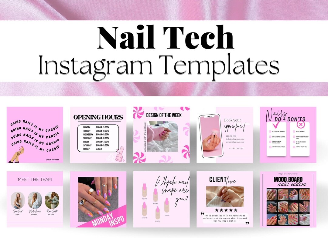 100 Pink Nail Tech Instagram Templates | Nail Technician | Nail Quotes ...