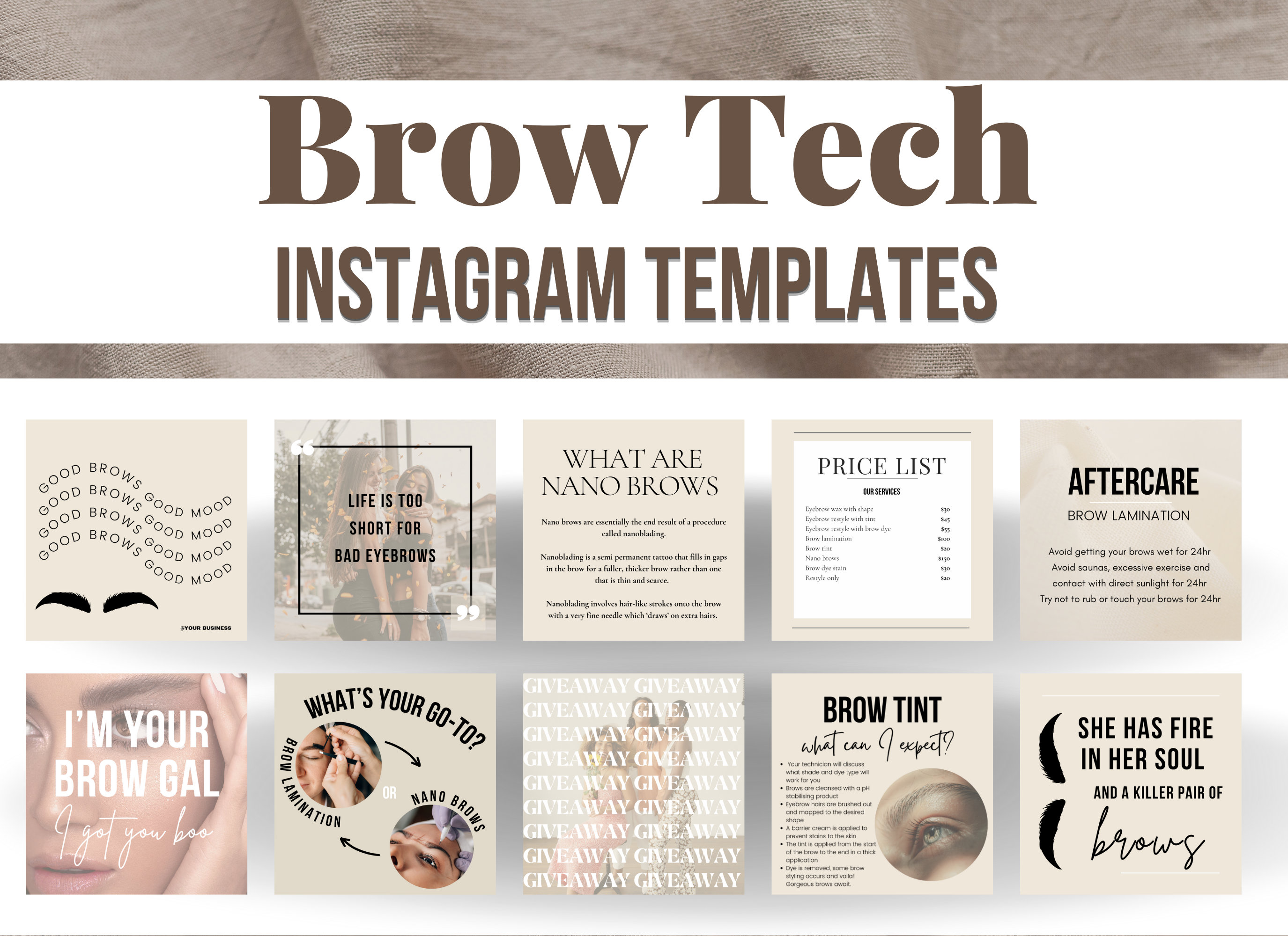 100 Brow Tech Instagram Templates | Brow Tint Template | Nano Brows ...