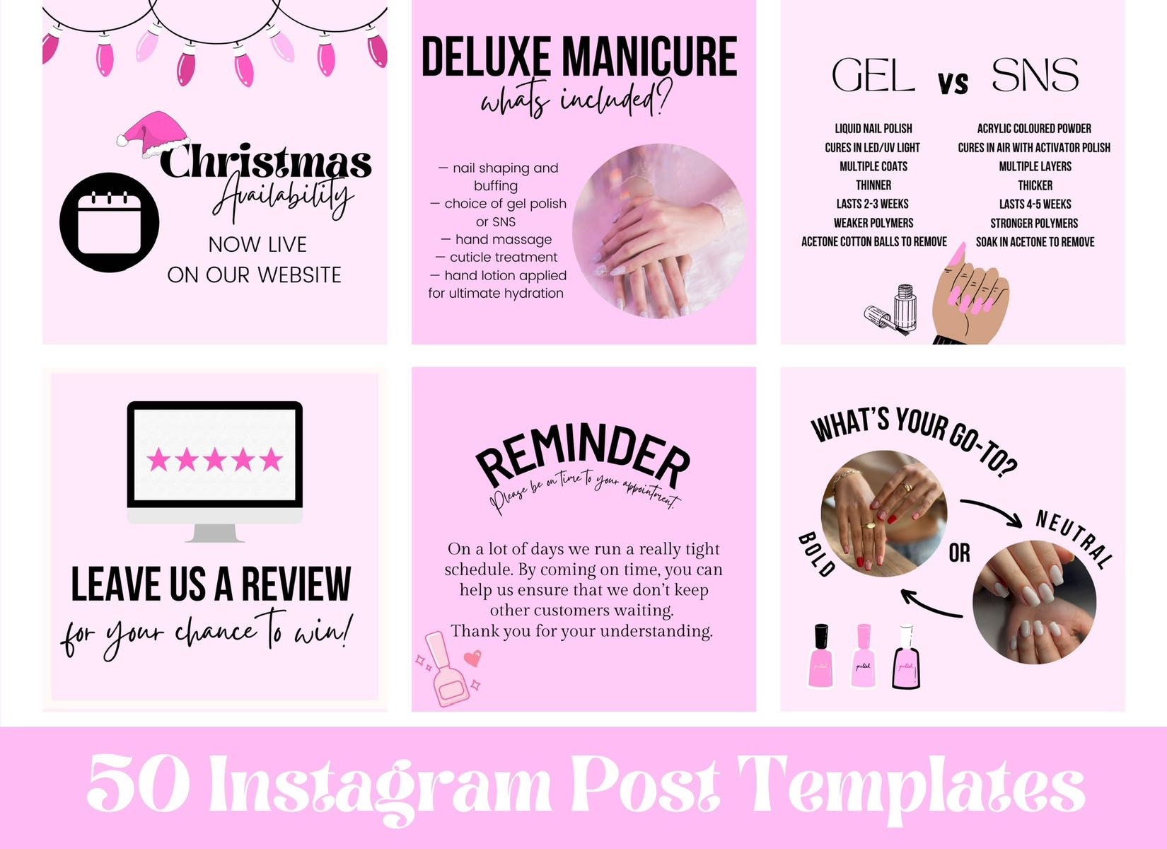 100 Pink Nail Tech Instagram Templates | Nail Technician | Nail Quotes ...