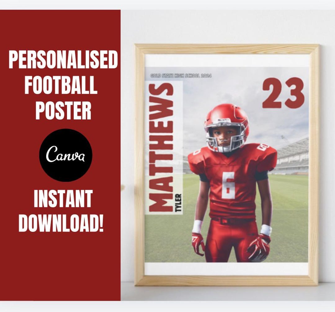 Football Poster Template Senior Football Team Poster Custom Football ...