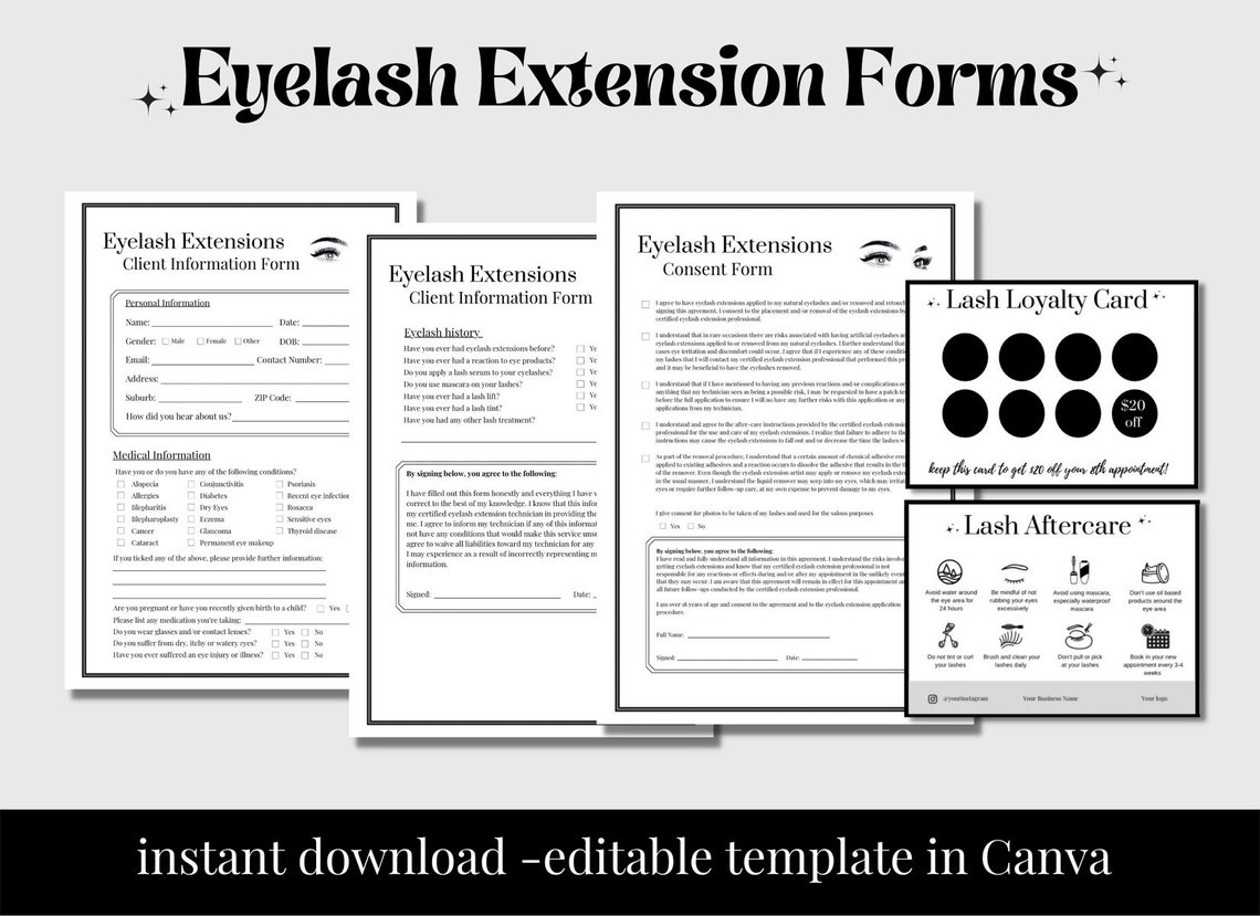 Lash Tech Consent Form Template Lash Technician Client - Etsy
