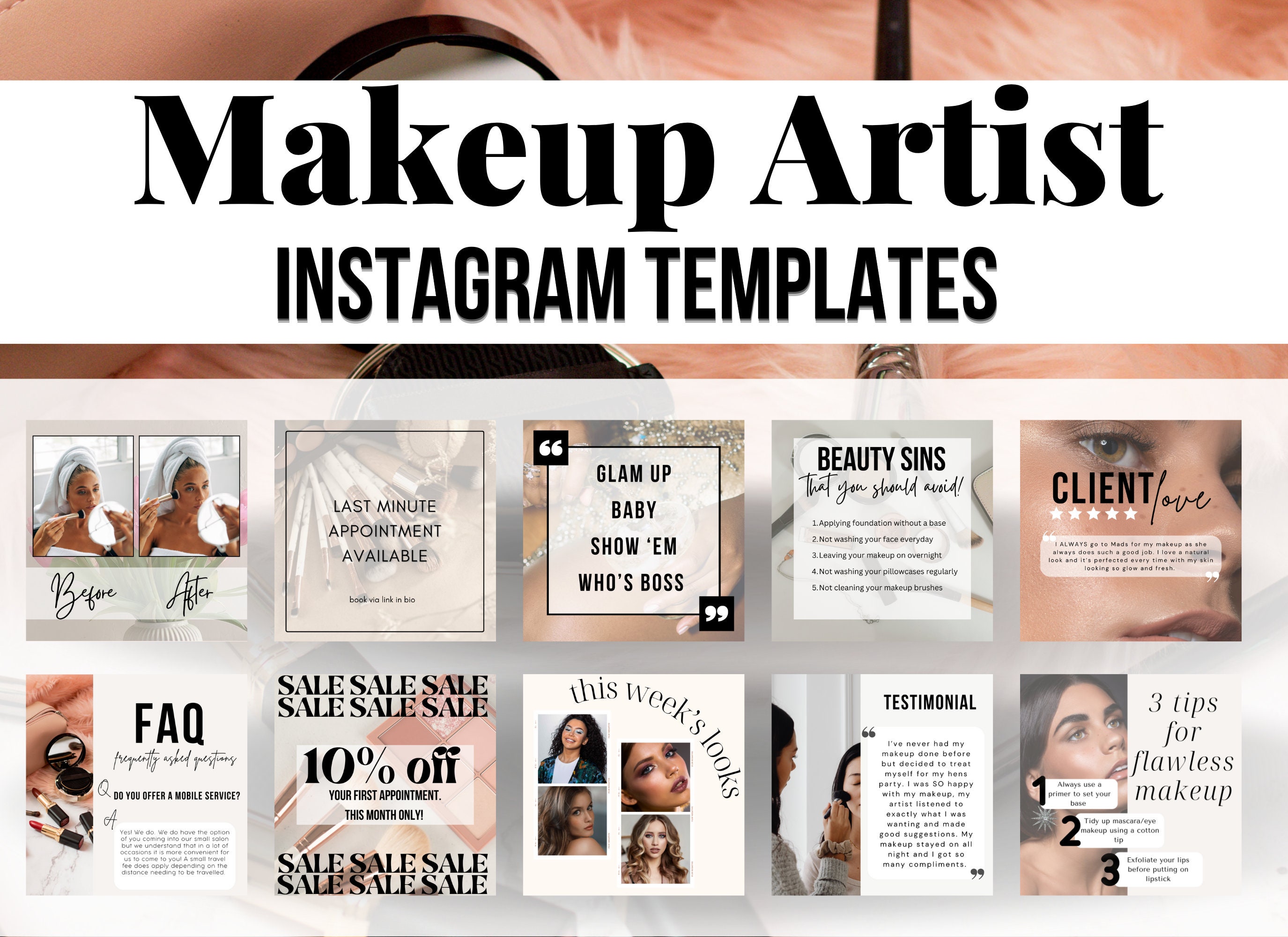 100 Makeup Artist Instagram Templates Bridal Makeup Template Makeup ...