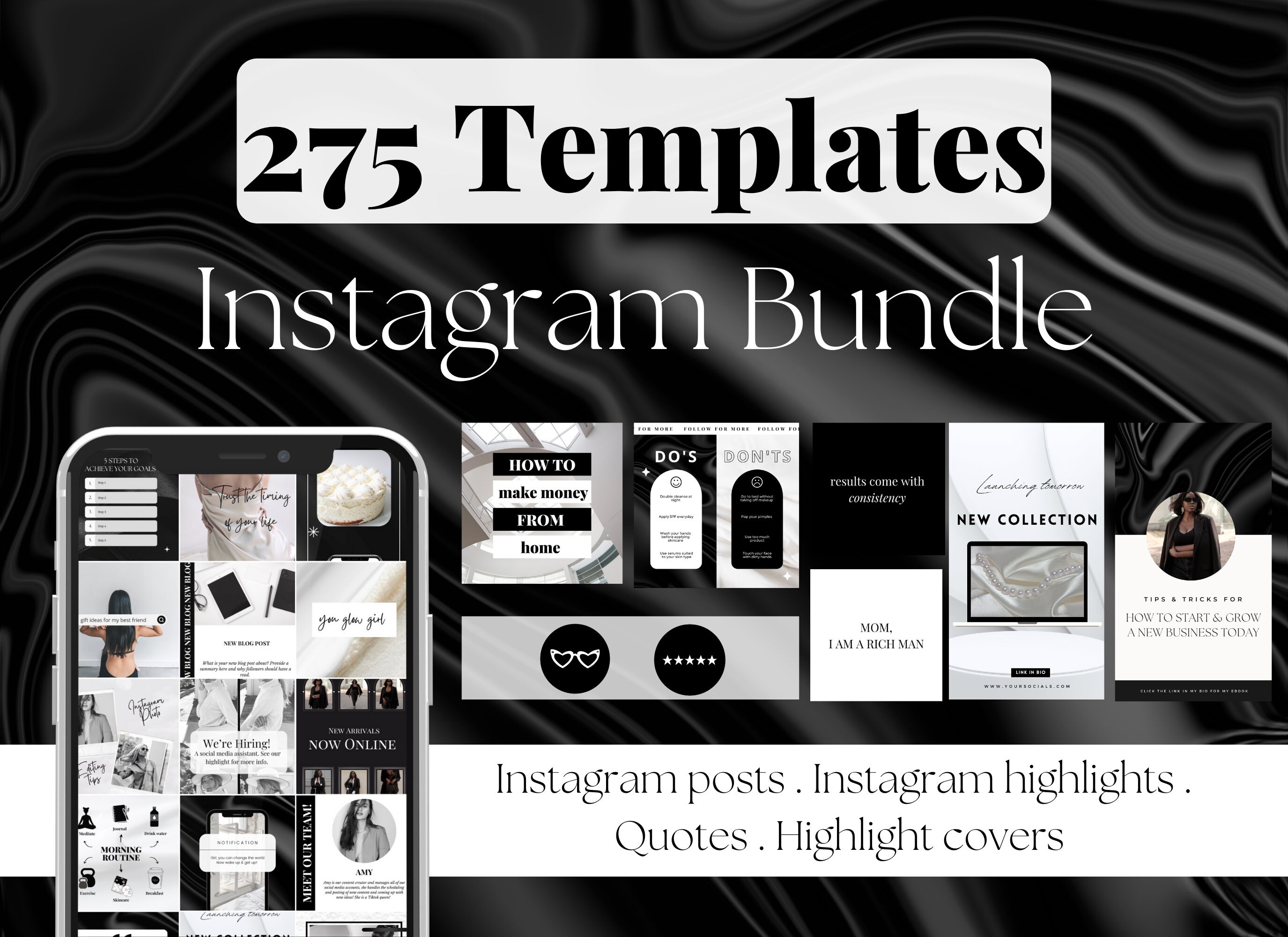 275 Black White Canva Instagram Templates | Black White Blogger ...