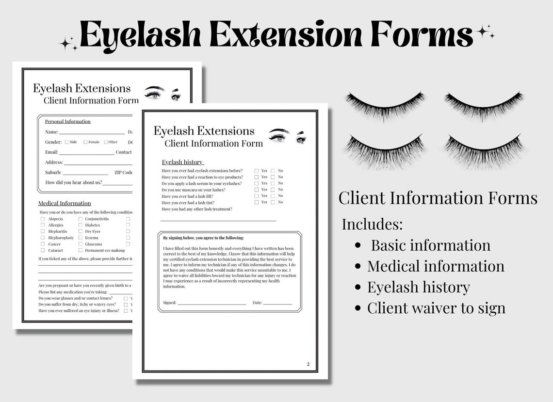 Lash Tech Consent Form Template Lash Technician Client - Etsy