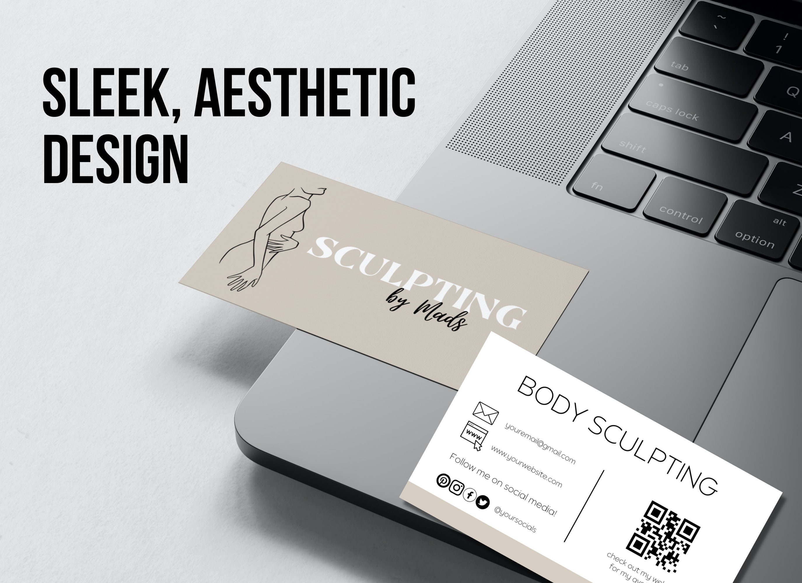 Body Sculpting Business Card | QR Code Business Card | Editable ...