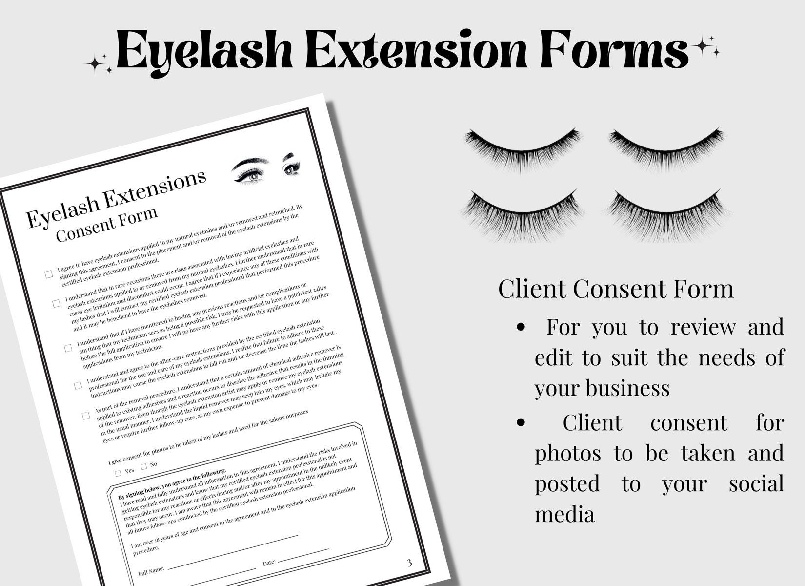 Lash Tech Consent Form Template | Lash Technician Client Information ...
