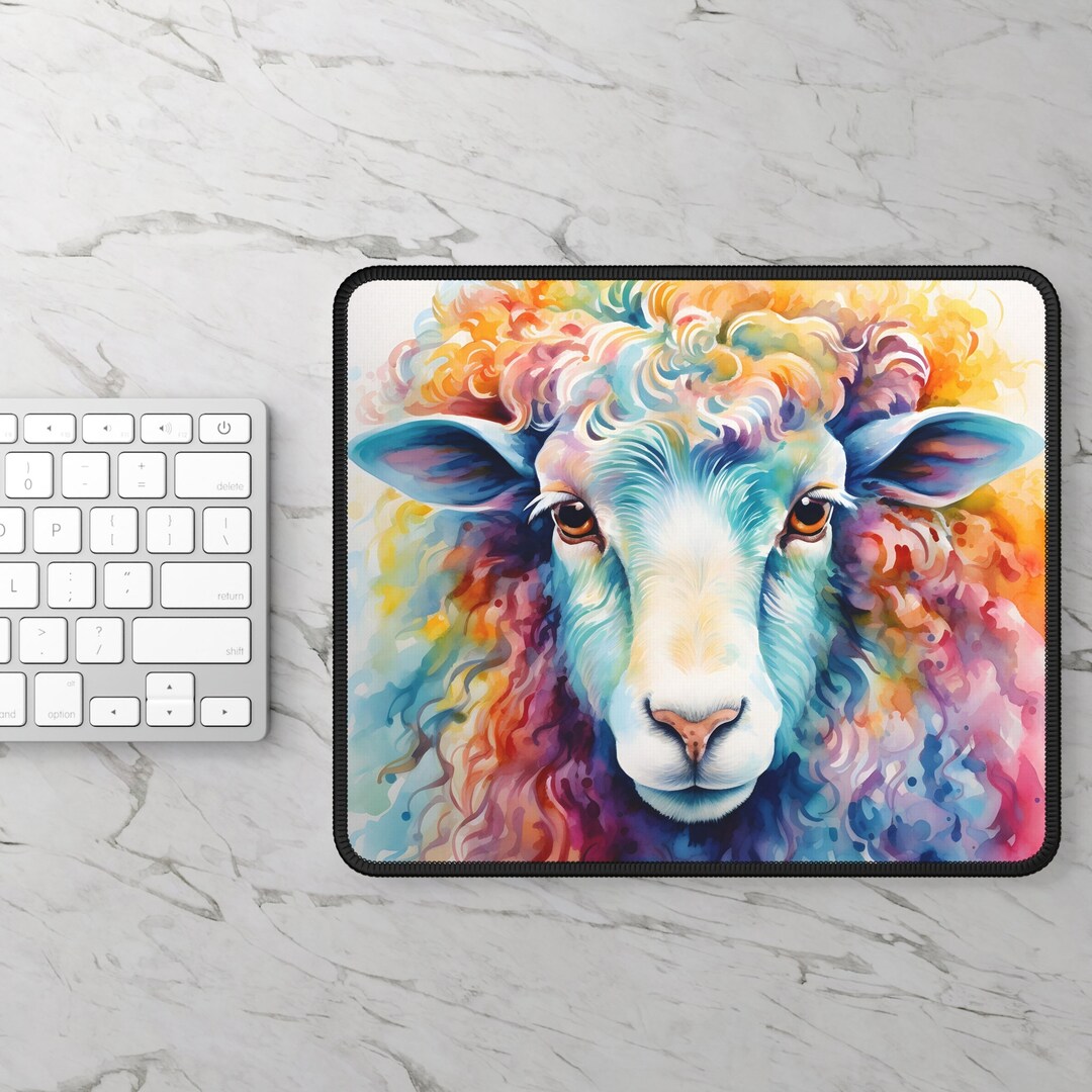 Cute Sheep Watercolor Design Computer Mouse Pad for Knitters ...