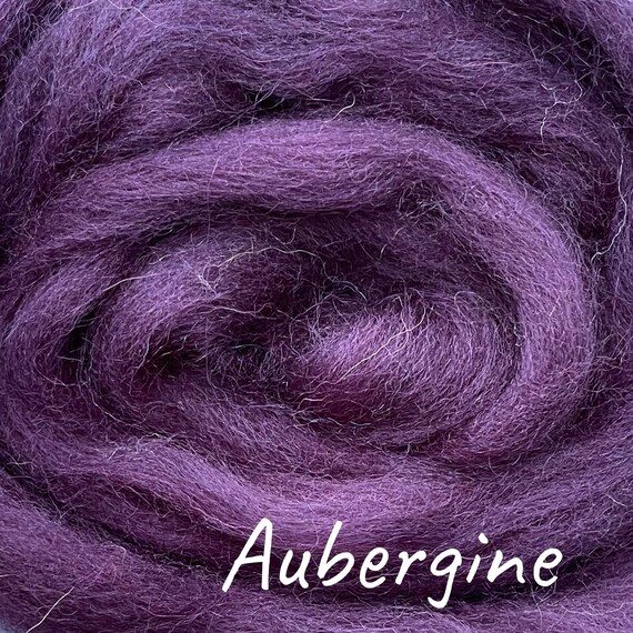 Shetland Wool Roving Top 100% British Wool Aubergine - Etsy