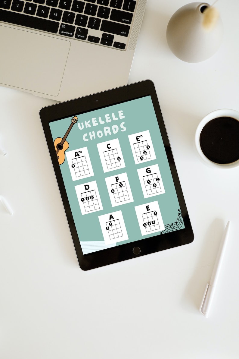 Tabla de acordes de ukelele para principiantes / Tabla de acordes para ...