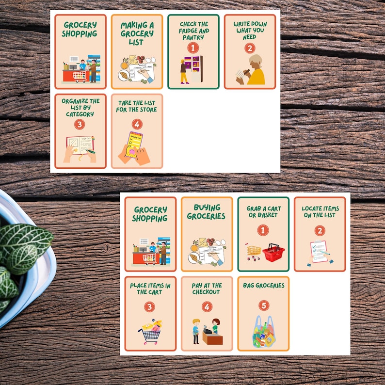 Autism Grocery Shopping Skills Flashcards Shopping List Visual Guide ...