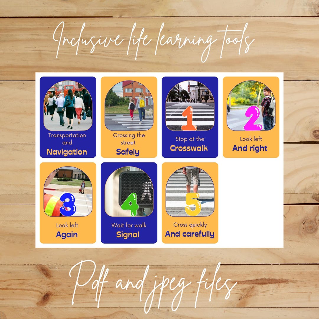 Autism Transportation Skills Flashcards Bus Safety Visual Cards Street ...