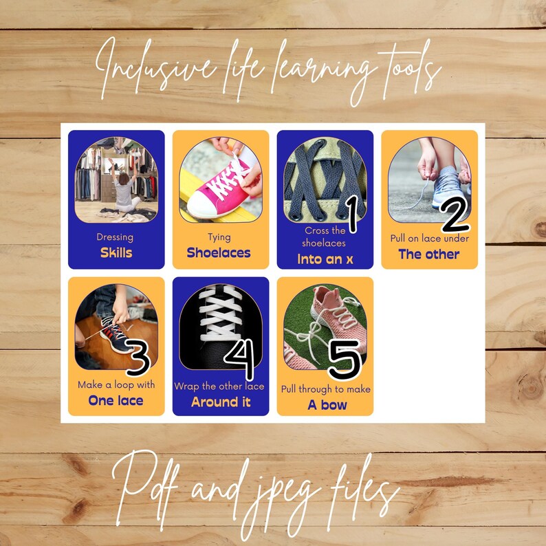 Autism Dressing Skills Flashcards Shoe Tying Visual Guide Buttoning ...