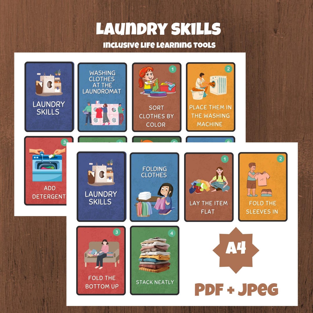Autism Life Skills Flashcards Christmas Gift Laundry Visual Cards ...