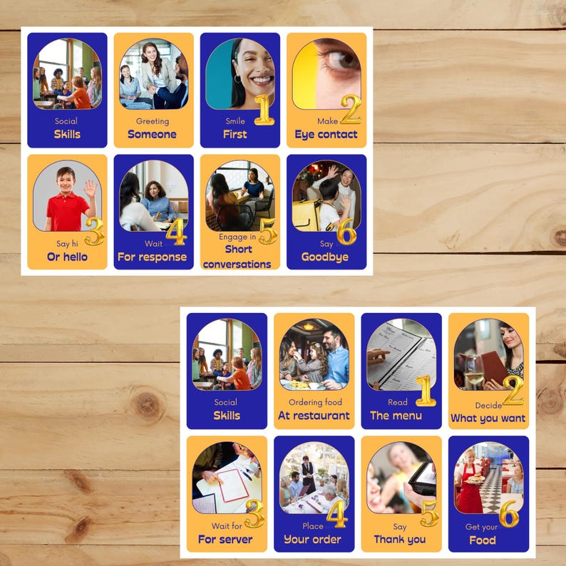 Autism Social Skills Flashcards Restaurant Ordering Guide Greeting ...