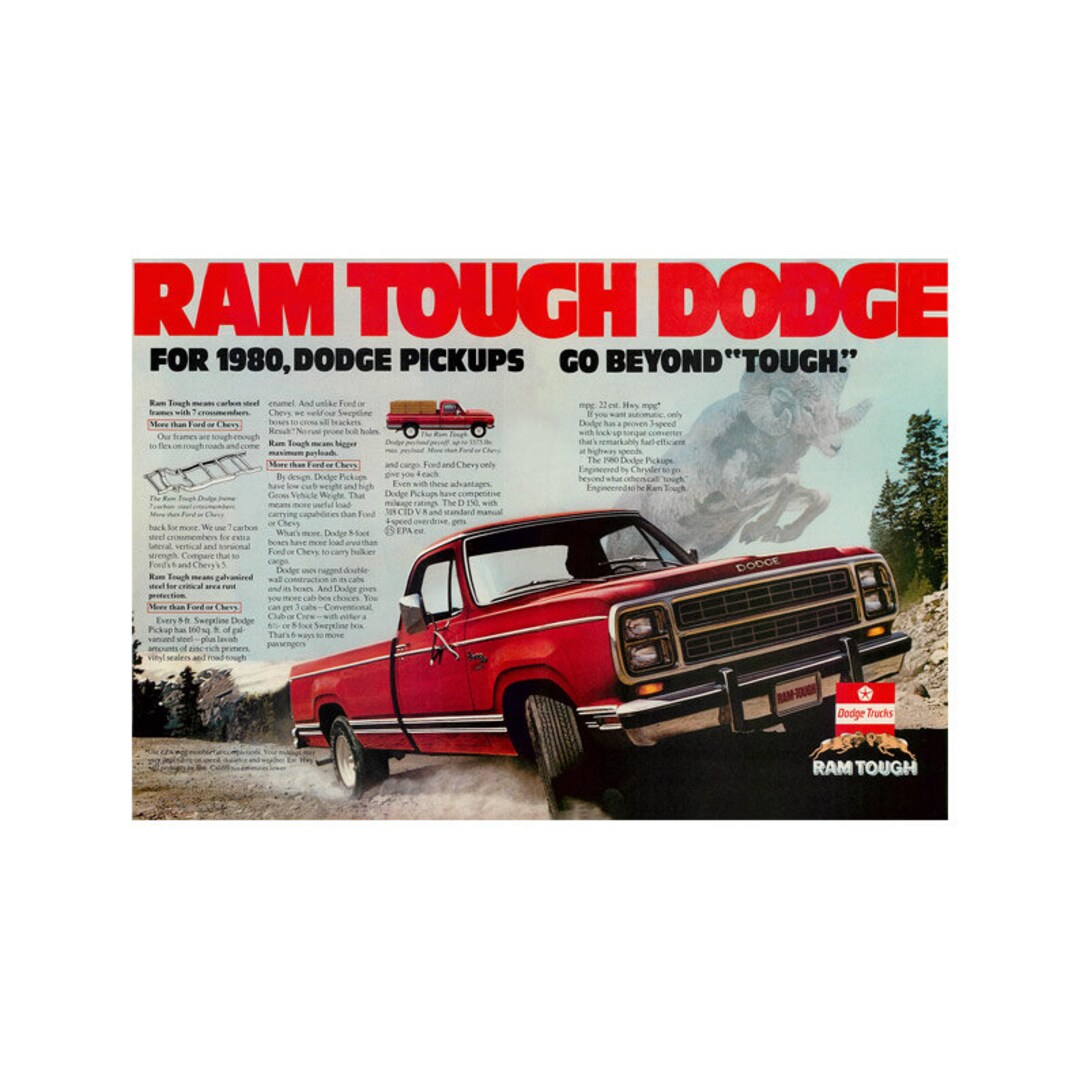 Poster High Resolution Poster Dodge Ram 1980, Vintage, Retro Art Deco ...