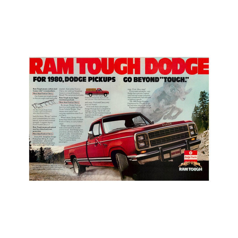 Poster High Resolution Poster Dodge Ram 1980, Vintage, Retro Art Deco ...