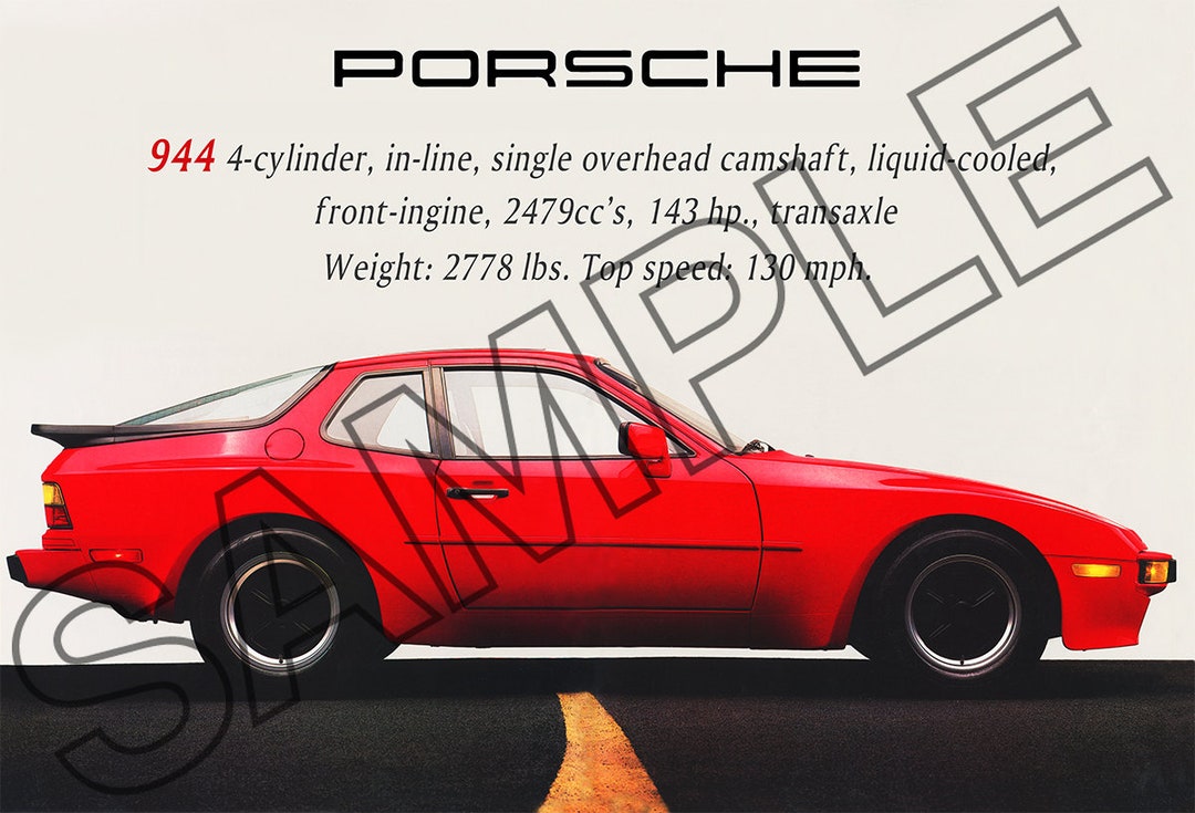 Porsche 944 1986 Poster Automotive Wall Art Sports Performance Car - Etsy