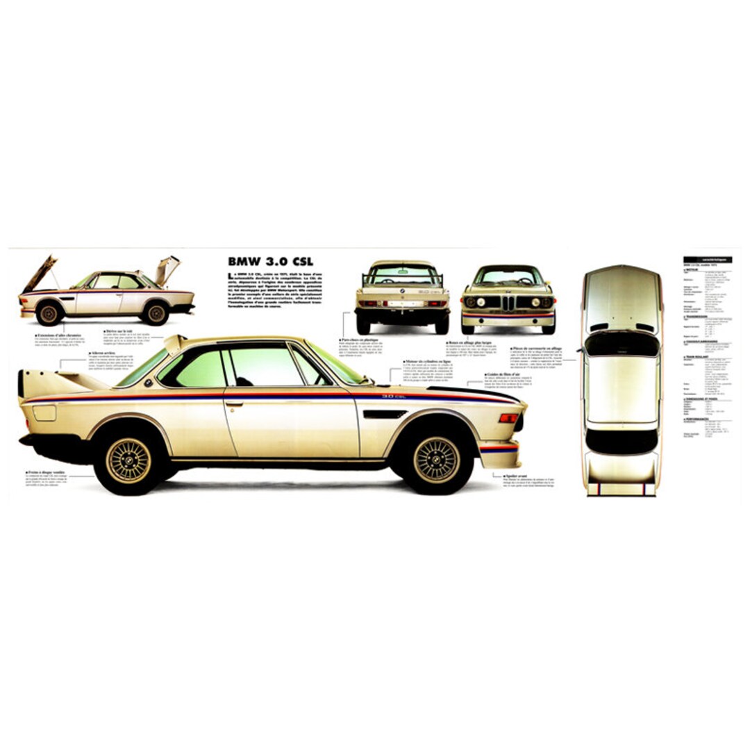 BMW 3.0 CSL 1973 Full Spec Sheet Quality Art Decors for a - Etsy