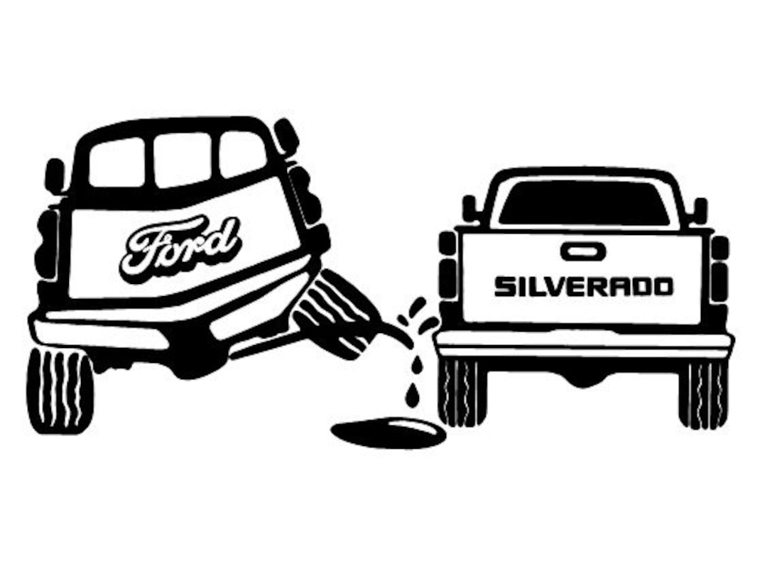Custom Ford Piss Stickers on Chevrolet Silverado - Multiple Colors - Etsy