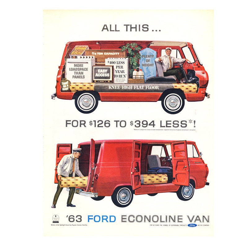 Ford Econoline Van 1963 Vintage Poster Wall Art a Great - Etsy