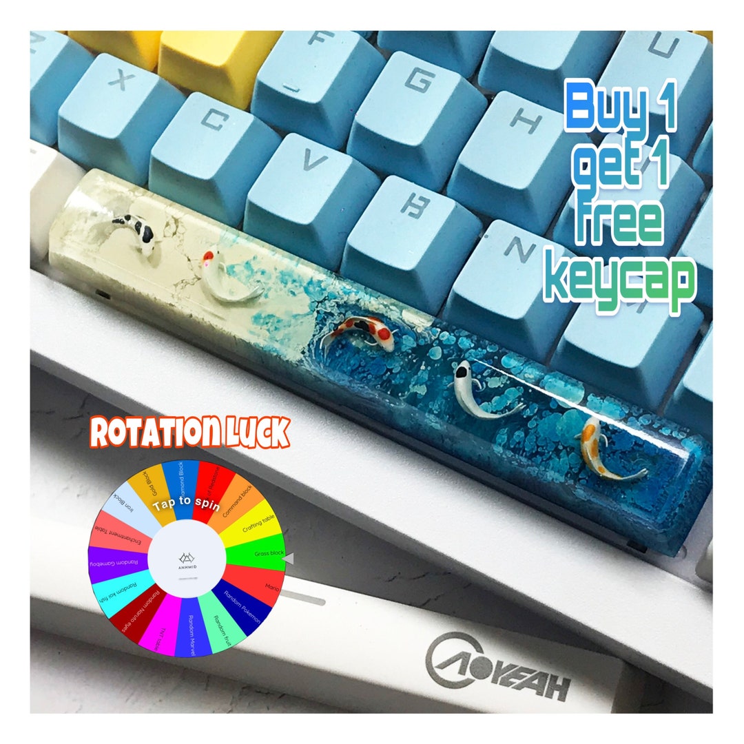 Blue and White Koi Keycap, Spacebar Keycaps, Custom Keycaps Koi ...