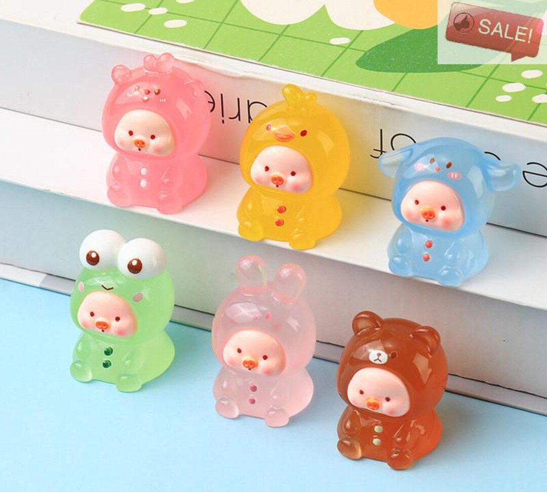 Glow in the Dark Pig Figurine: Miniature Garden Luminous Decor - Etsy
