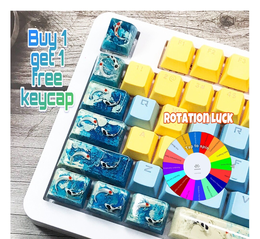 Blue and White Koi Fish Keycaps, Spacebar Keycaps, Custom Keycaps Koi ...