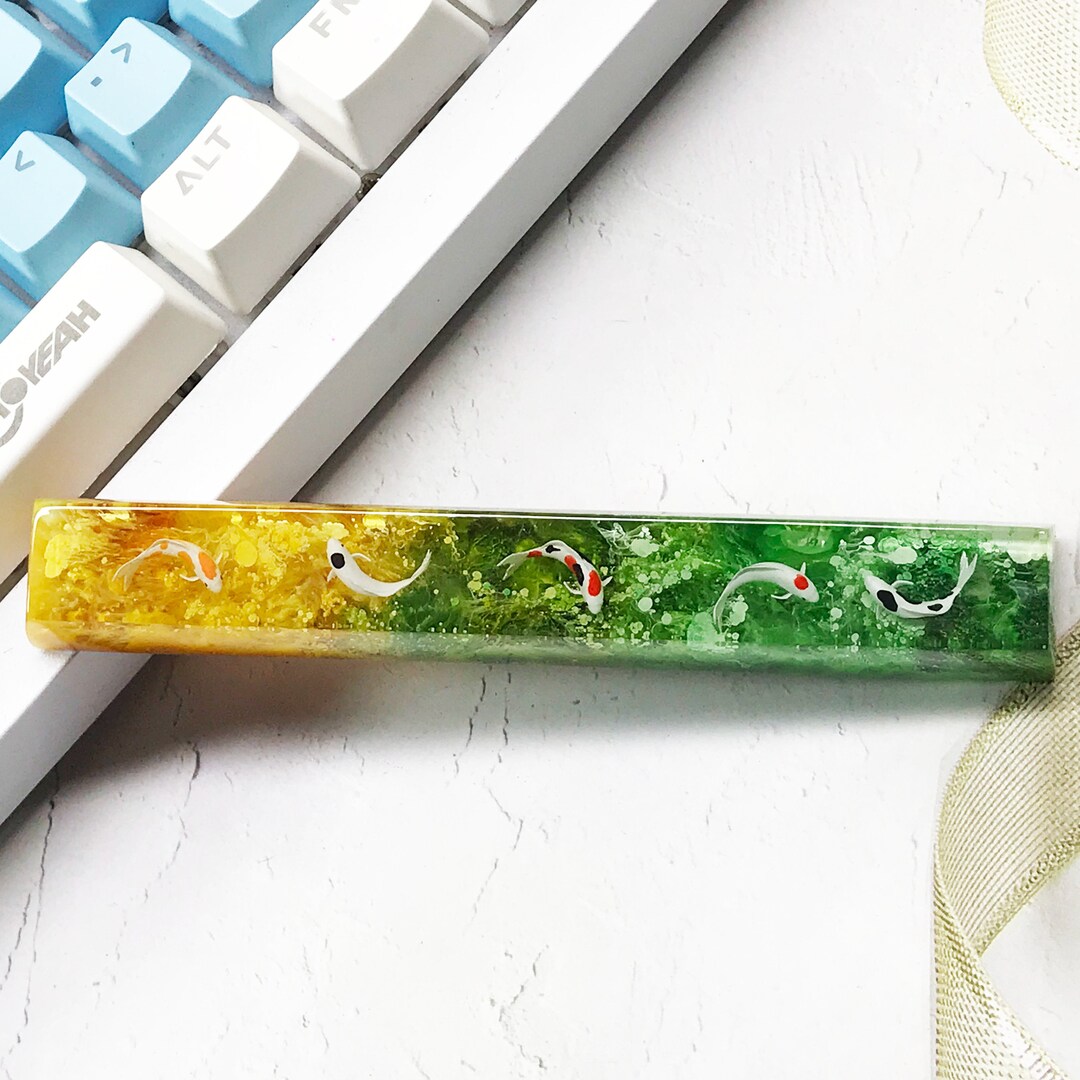 Green and Yellow Koi Keycap, Spacebar Keycaps, Custom Keycap, Artisan ...