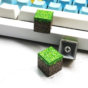Grass Block Keycap, Minecraft Ore Inspired Artisan Backlit Keycap ...