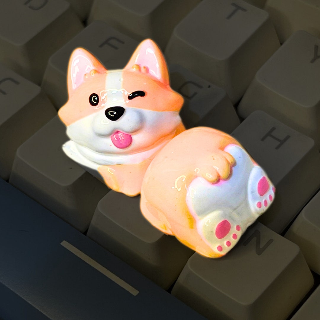 Cute Corgi Keycap, Cute Resin Dog Printed Keycap, Artisan Keycap for ...