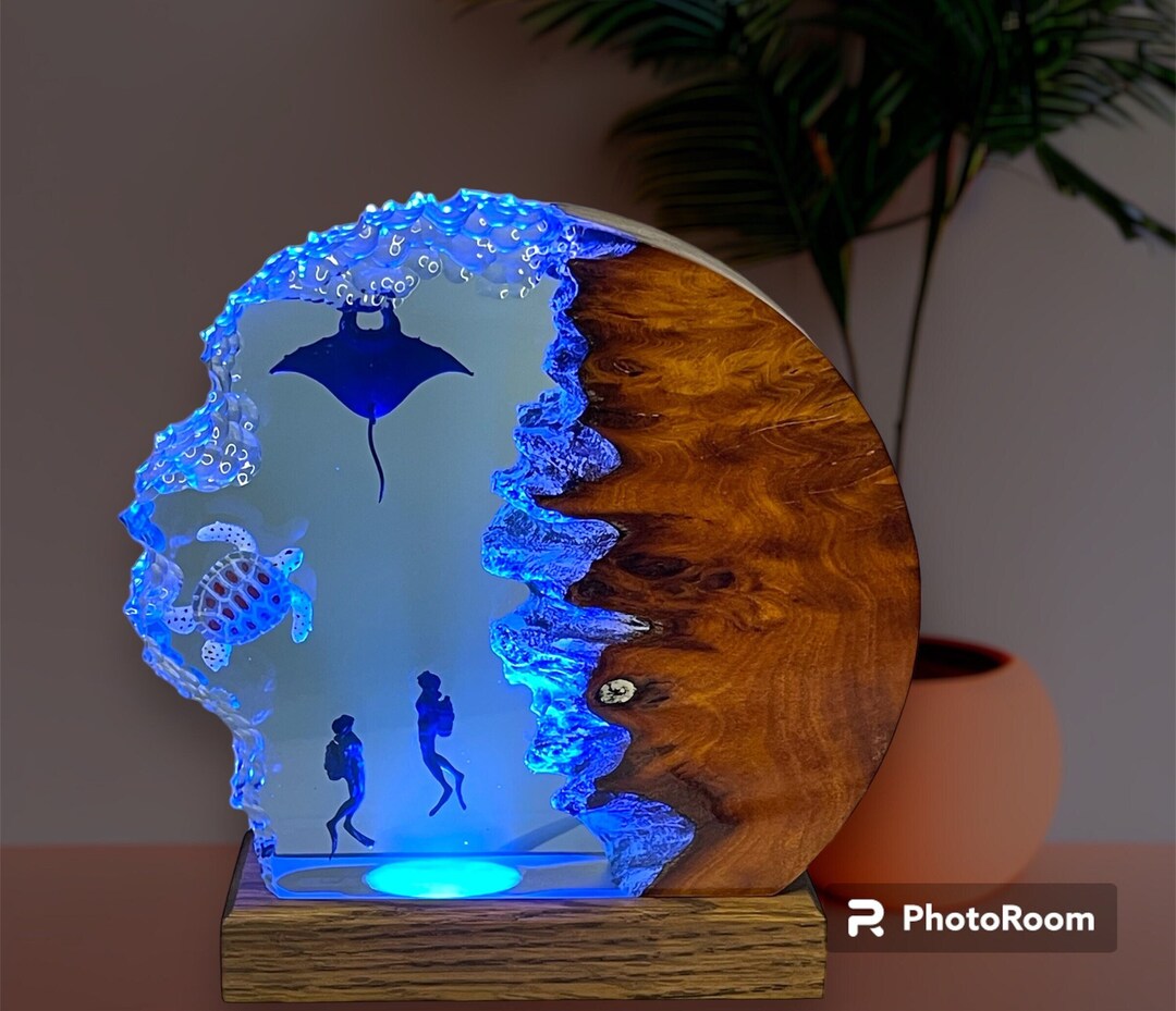 Sea Turtle Diver Night Lights, Handmade Furniture and Decor, Ocean ...