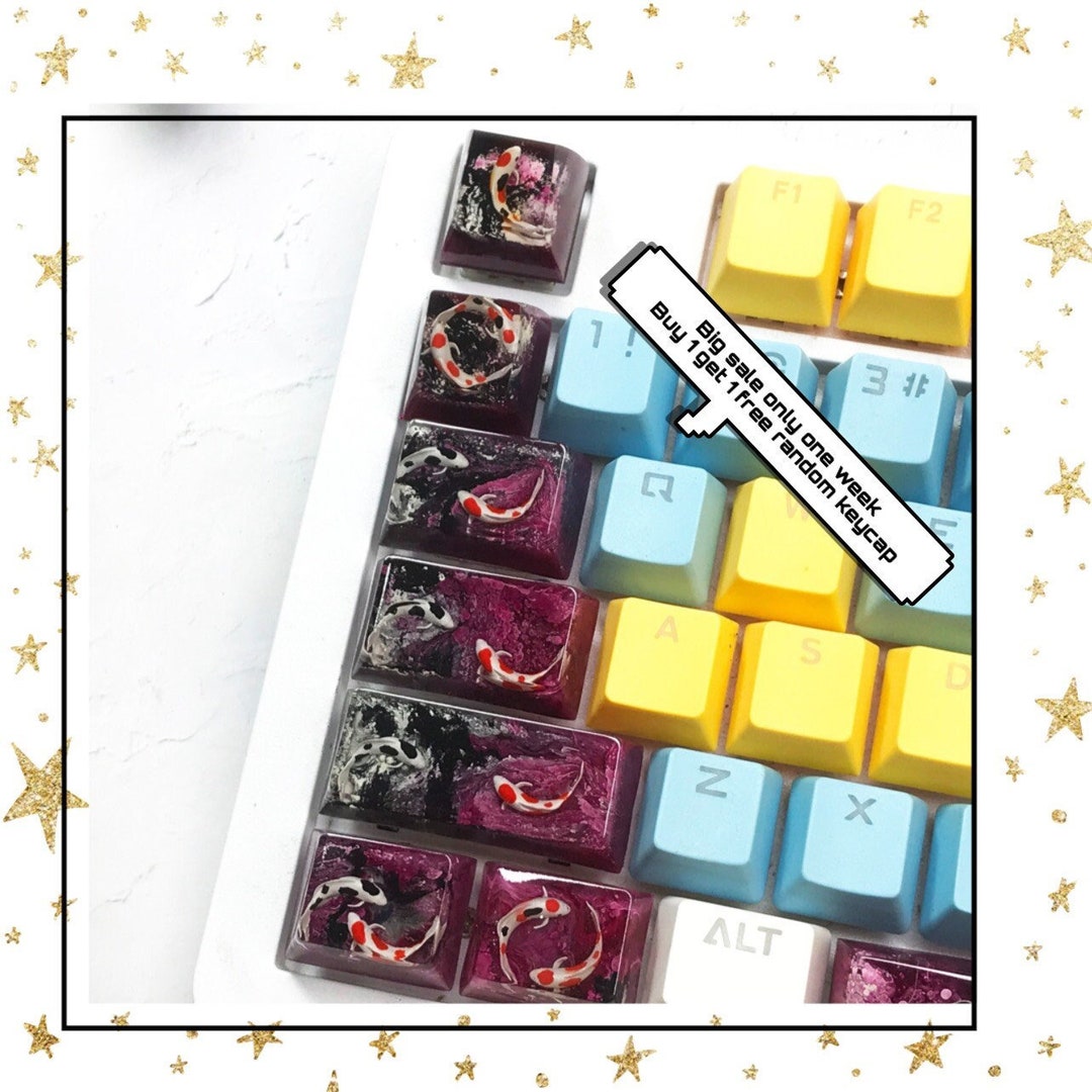 Purple and Black Koi Keycap, Spacebar Keycaps, Custom Keycap, Artisan ...