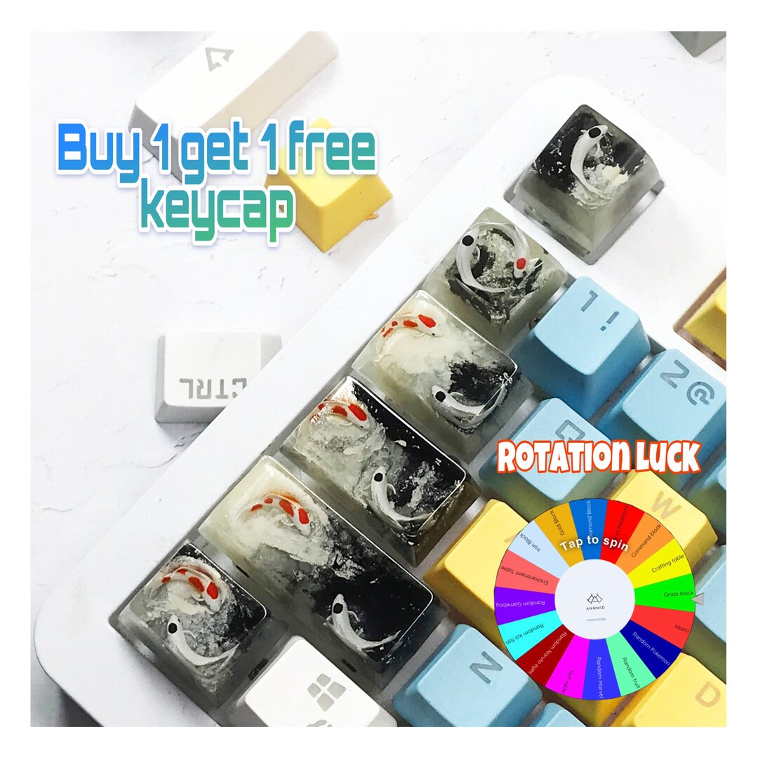 White and Black Koi Keycap, Spacebar Keycaps, Custom Keycap, Artisan ...