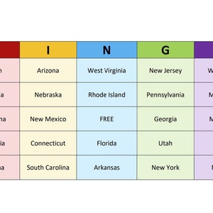 100 Unique US State BINGO Cards - Etsy