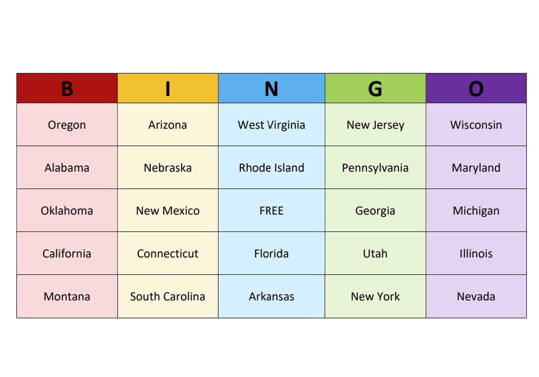100 Unique US State BINGO Cards - Etsy