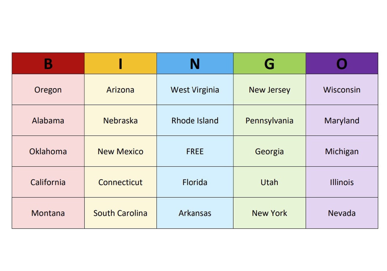 100 Unique US State BINGO Cards - Etsy