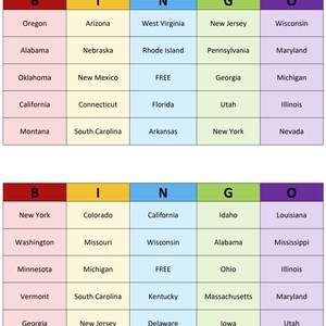 100 Unique US State BINGO Cards - Etsy