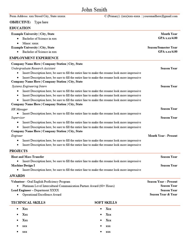 Resume Template Entry-level - Etsy