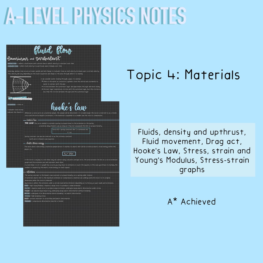 PHYSICS NOTES A LEVEL: Materials - Etsy