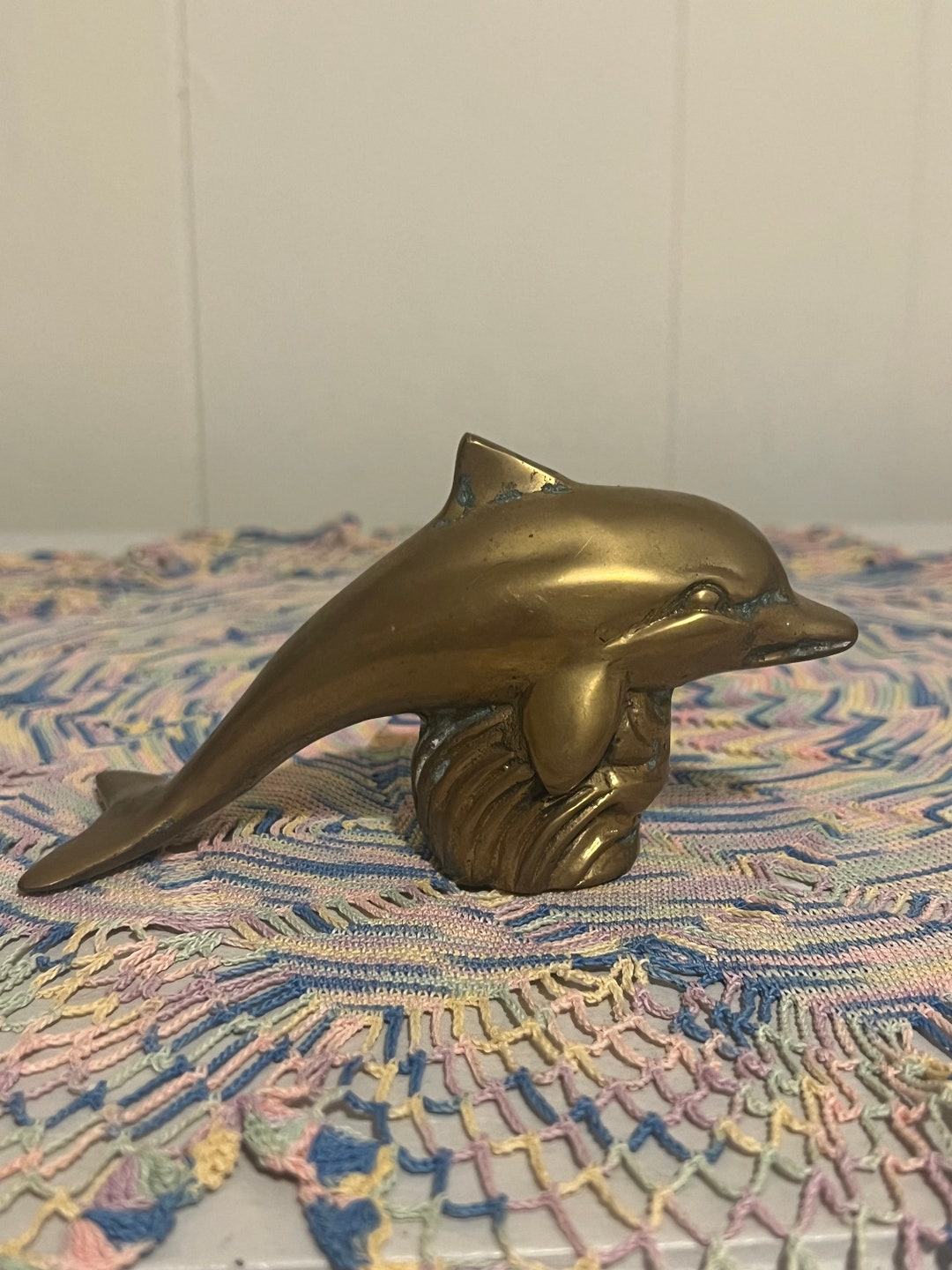 Solid Brass Dolphin Figurine Paperweight - Etsy
