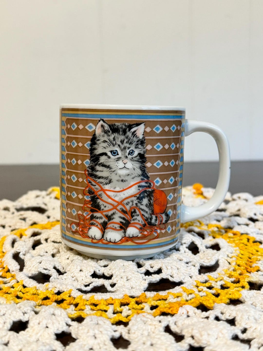 Takahashi Ceramic Grey & White Cat Mug - Etsy