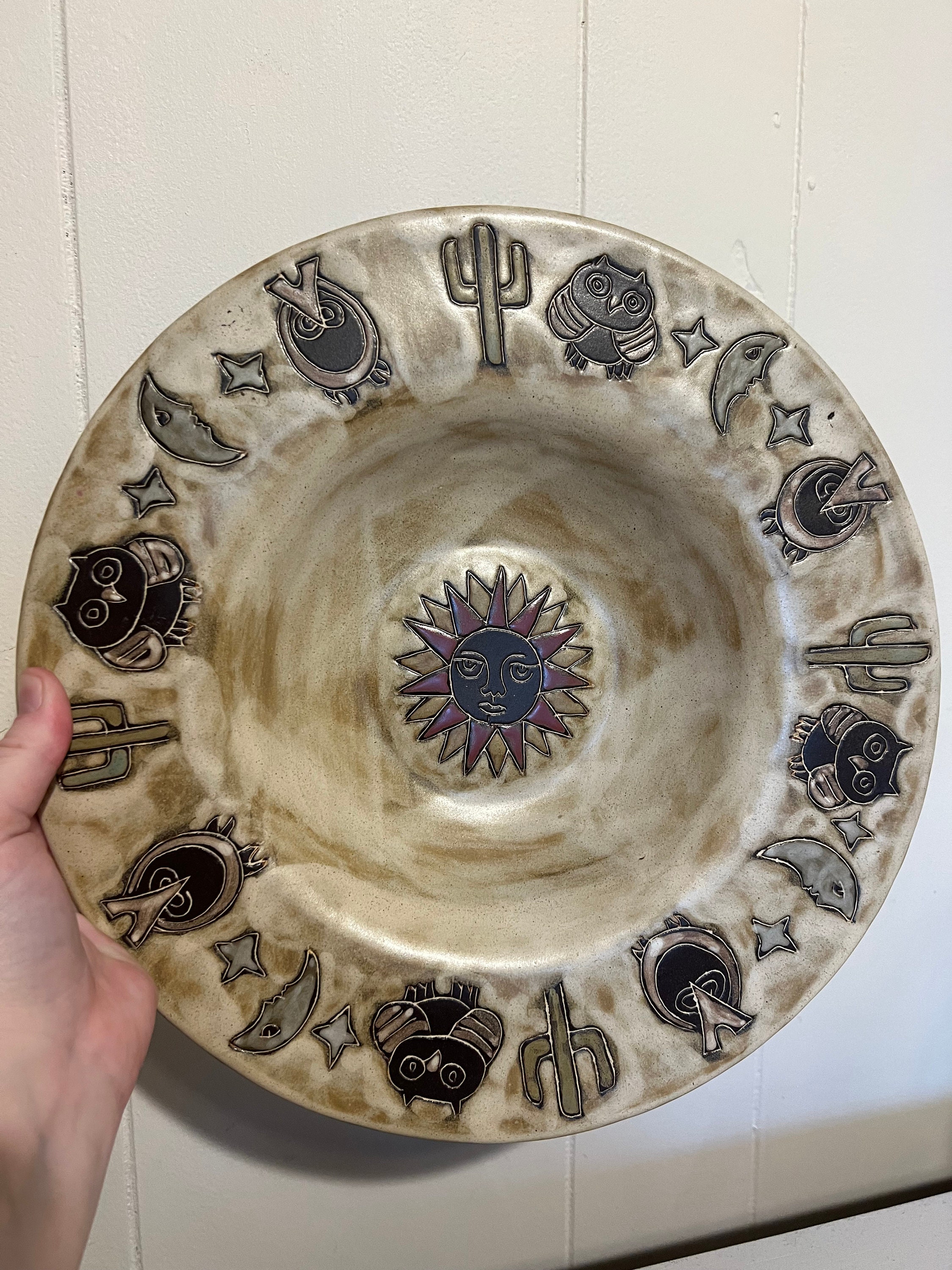 Mara Pottery Owl, Sun, & Moon Decorative Bowl/plate - Etsy
