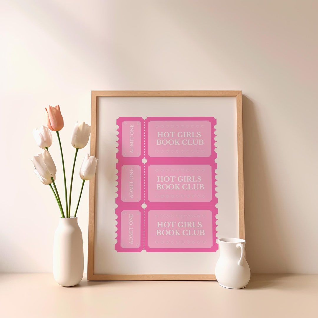 Hot Girl Printable Ticket Print Pink Bedroom Retro Cream Aesthetic Book ...