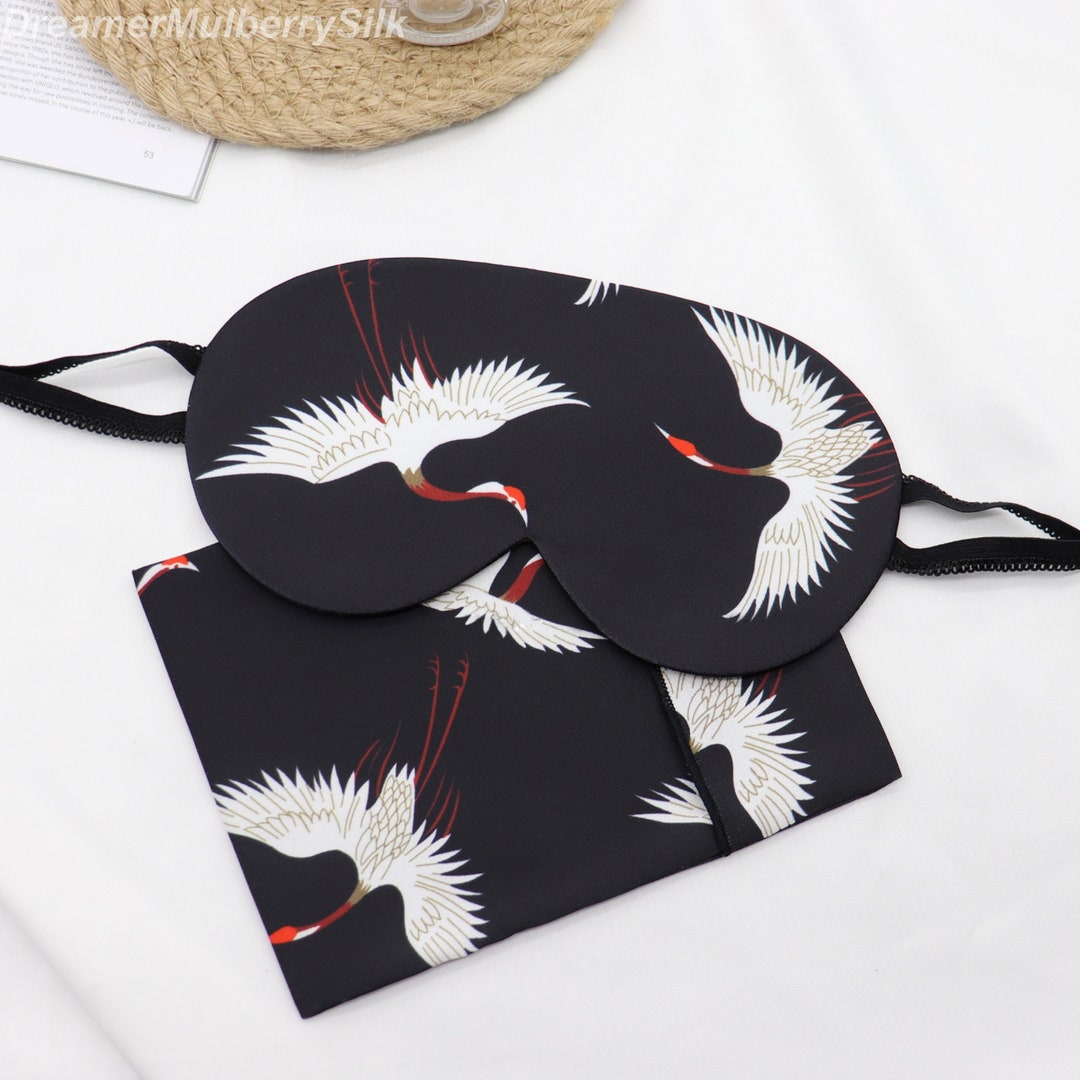 Red-crowned Crane Pattern 100% Mulberry Silk Eye Mask - Etsy